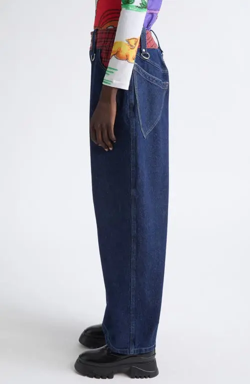 CHOPOVA LOWENA High Waist Plaid Wide Leg Jeans