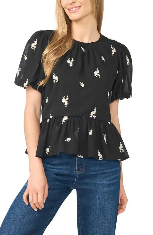 CECE DUPRAZ Puff Sleeve Ruffle Hem Top
