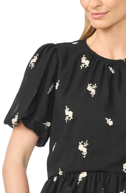 CECE DUPRAZ Puff Sleeve Ruffle Hem Top