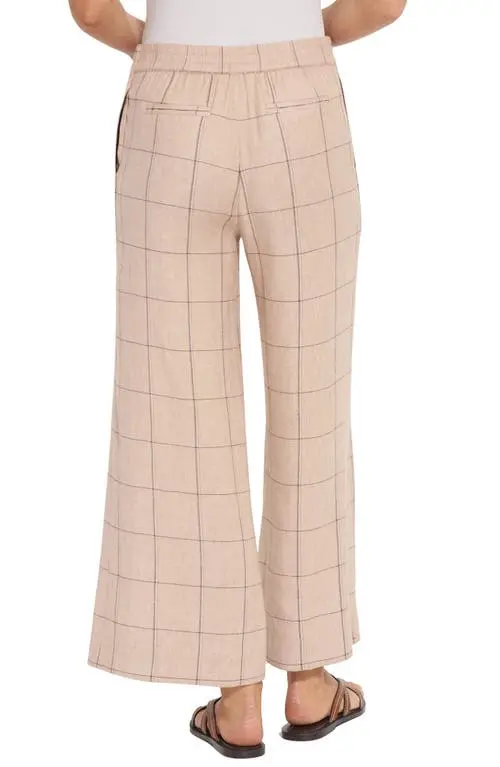 Lyssé Nixie Check Drawstring Wide Leg Linen Blend Pants
