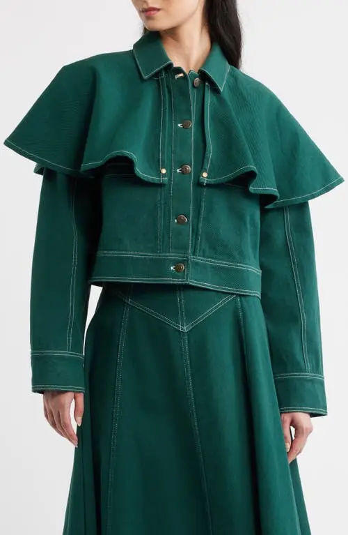 CLEOBELLA Clarke Ruffle Cape Cotton Twill Jacket