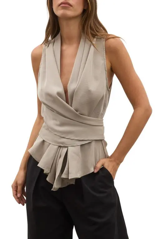 BAYSE Leon Wrap Top With Peplum Hem