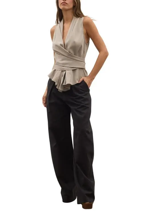 BAYSE Leon Wrap Top With Peplum Hem