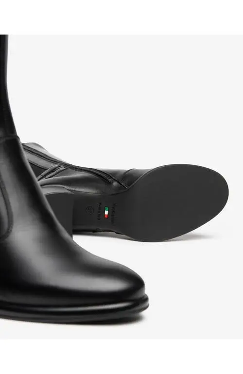 NEROGIARDINI Buckle Stretch Knee-high Block Heel Boots - Black