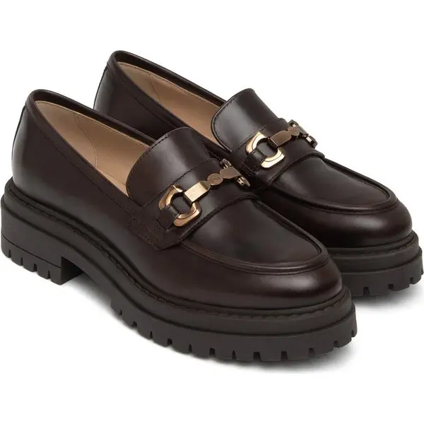 NEROGIARDINI Bit Platform Lug Sole Loafer - Chocolate