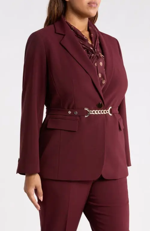 Anne Klein Single-breasted Notched Lapel Blazer With Chain Detail Belt - Barolo