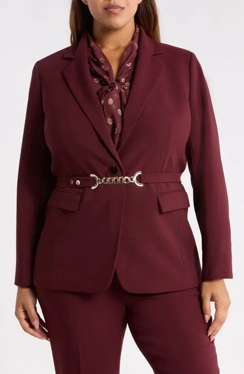 Anne Klein Single-breasted Notched Lapel Blazer With Chain Detail Belt - Barolo