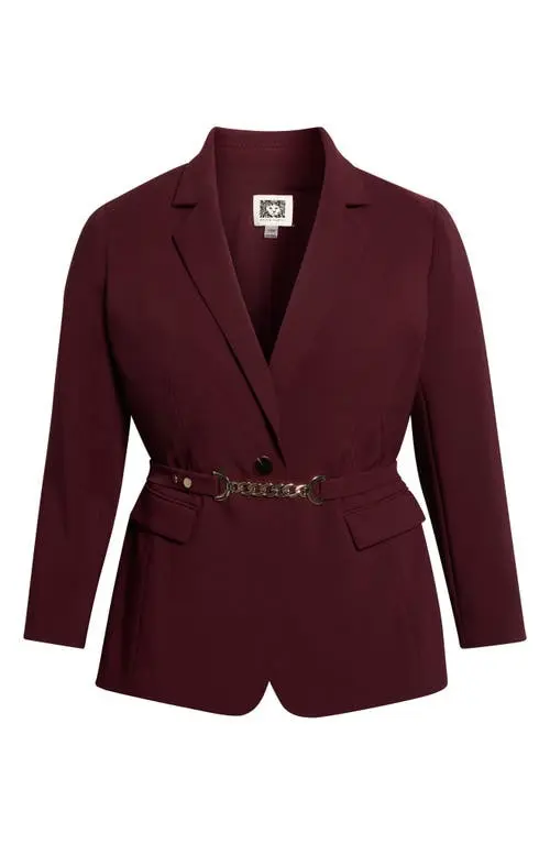 Anne Klein Single-breasted Notched Lapel Blazer With Chain Detail Belt - Barolo