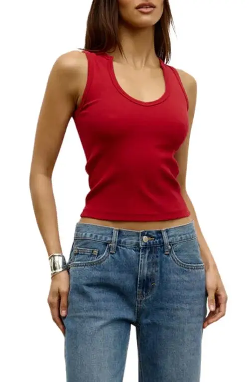 BAYSE Devon Tank Essential Scoop Neck Sleeveless Top - Red