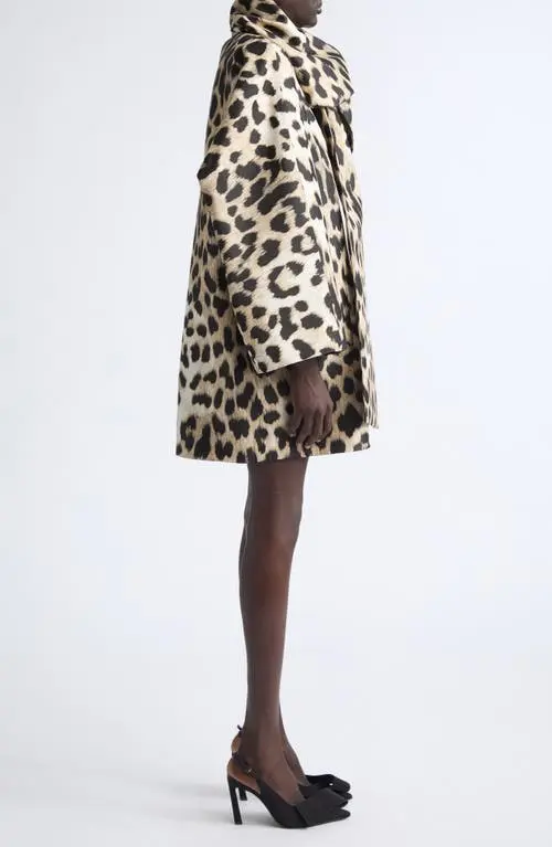 Givenchy Leopard Print Bow Scarf Short Coat - Beige