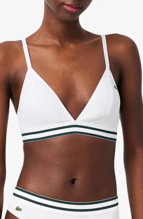 Lacoste Cotton Blend Rib Triangle Bralette - Blanc