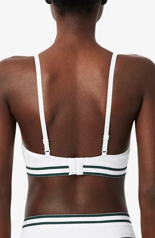Lacoste Cotton Blend Rib Triangle Bralette - Blanc