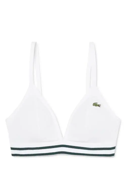 Lacoste Cotton Blend Rib Triangle Bralette - Blanc