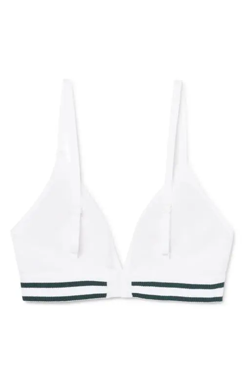 Lacoste Cotton Blend Rib Triangle Bralette - Blanc