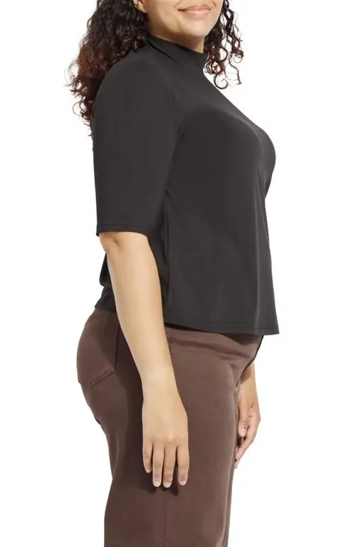 Lyssé Clara Mock Neck Elbow Sleeve Top - Black