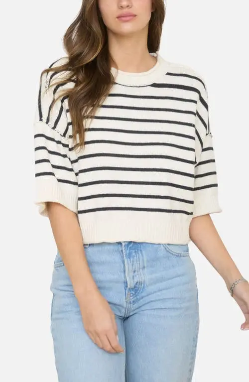 J.O.A. Striped Cotton Blend Sweater - Black