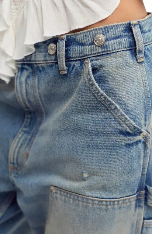 Free People Emily High Waist Ripped Wide Leg Carpenter Jeans
