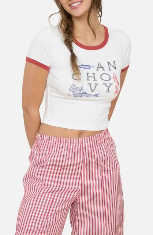 J.O.A. Graphic Crop Ringer T-shirt