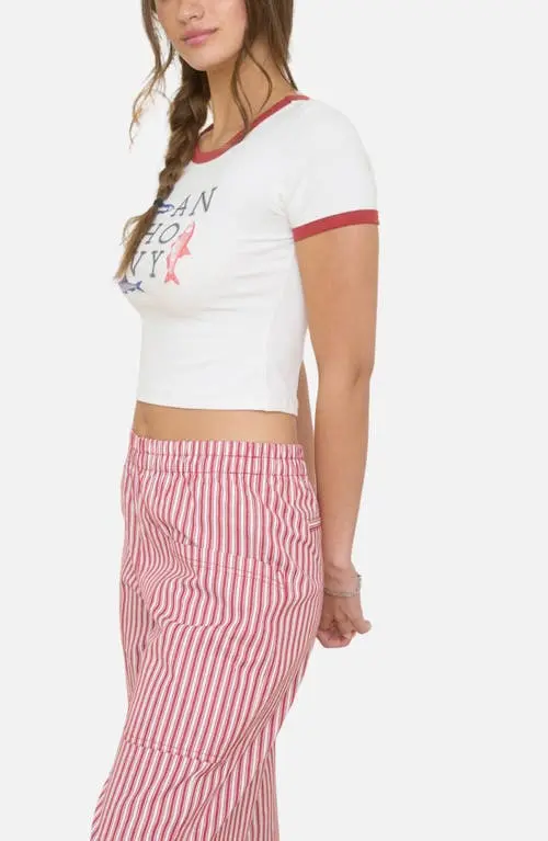 J.O.A. Graphic Crop Ringer T-shirt