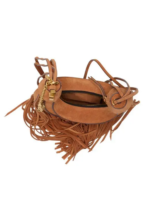 Farm Rio Fringe Leather Hobo Bag