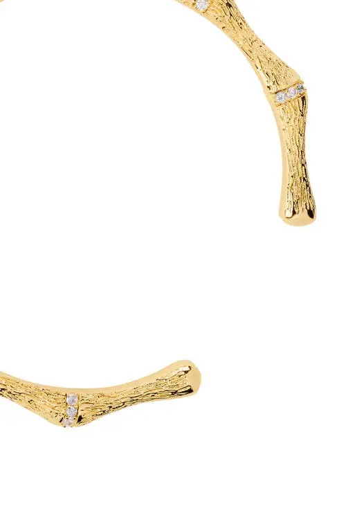 ATHRA LUXE Bamboo Style Cuff Bracelet With Cubic Zirconia