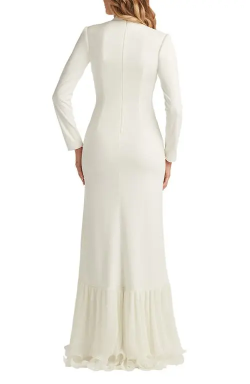 Tadashi Shoji Wire Ruffle Long Sleeve Gown