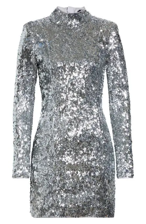 Balmain Long Sleeve Sequin Minidress