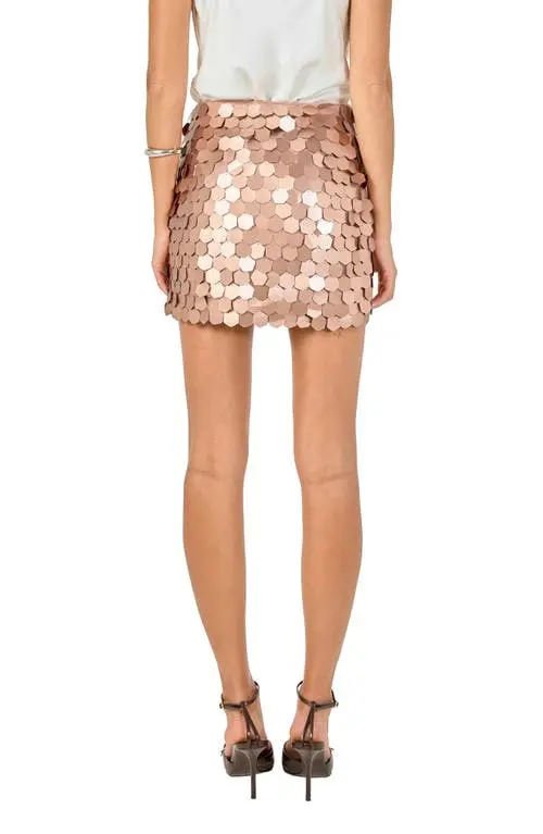 Endless Rose Hexagonal Sequin Mini Skirt - Camel