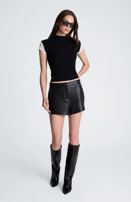KENNETH COLE Fly Front Faux Leather Shorts