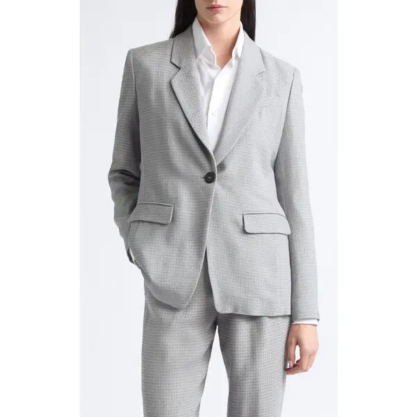 Emporio Armani Structured Single-button Blazer With Peak Lapels - Ecru/black