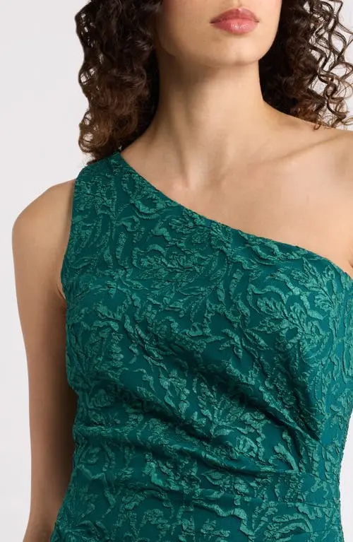 Eliza J Ruffled Lace One-shoulder Gown