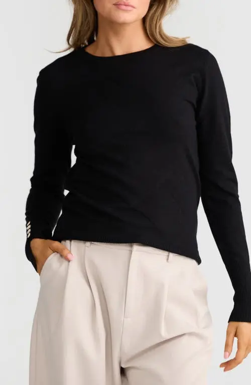 BRAVE+TRUE St. James Sweater With Hardware Accents - Black