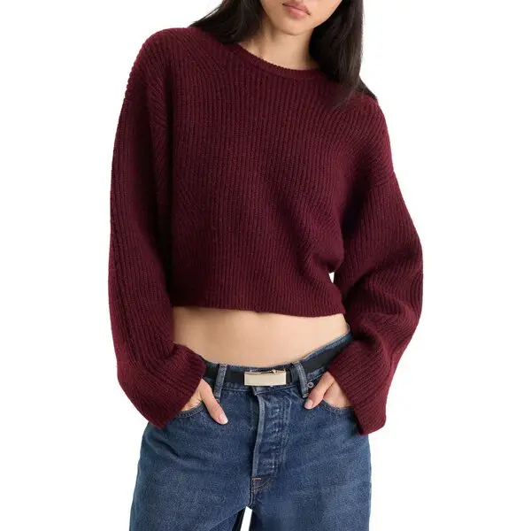 Good American The Chunky Knit Crewneck Sweater
