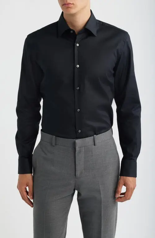 BOSS Hank Slim Fit Stretch Cotton Dress Shirt - Black