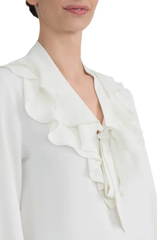 KASPER Ruffle Tie Neck Top