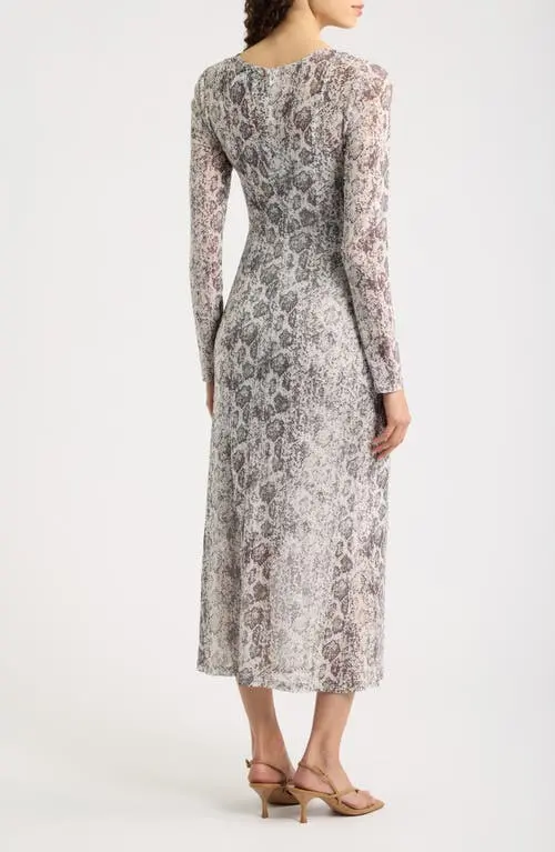 Sam Edelman Snakeskin Print Long Sleeve Maxi Dress