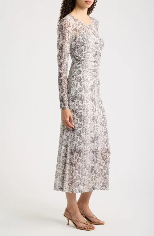 Sam Edelman Snakeskin Print Long Sleeve Maxi Dress