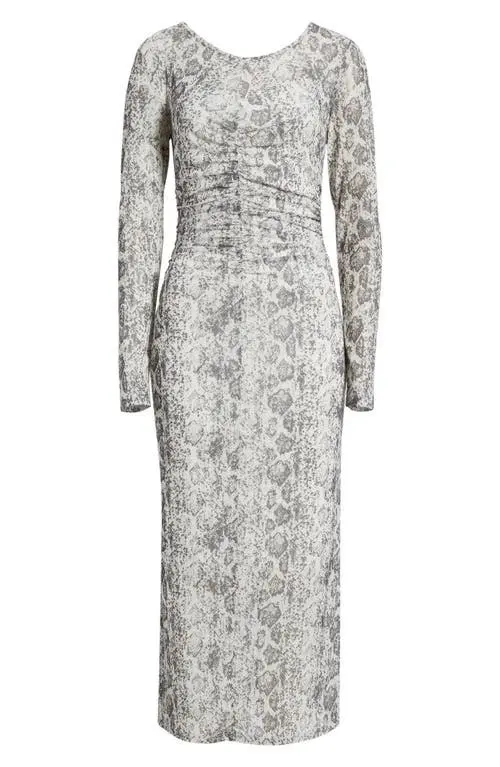 Sam Edelman Snakeskin Print Long Sleeve Maxi Dress