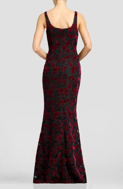 Dress The Population Lorena Floral Velvet Sleeveless Gown