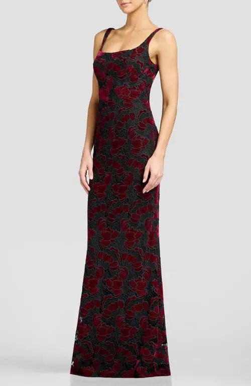 Dress The Population Lorena Floral Velvet Sleeveless Gown