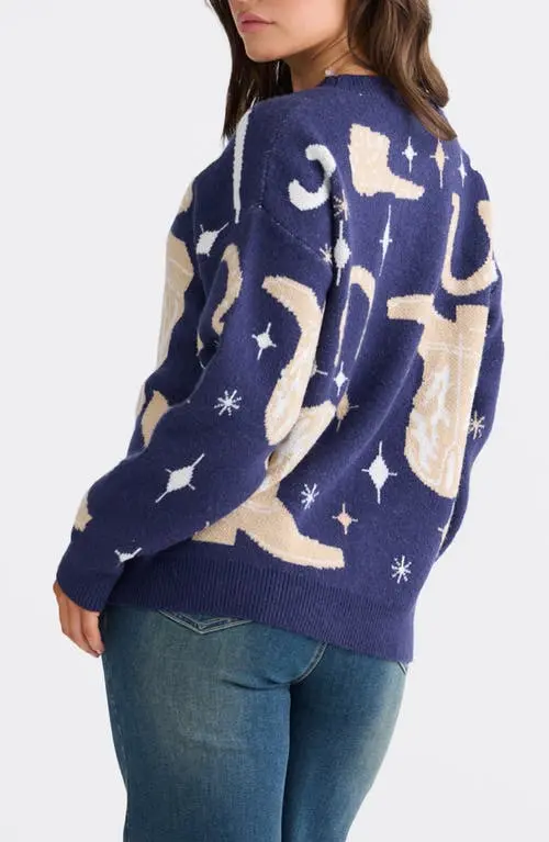 TALISMAN THE LABEL Lucky Boots Crewneck Sweater