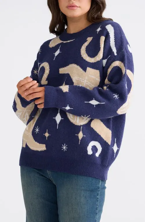 TALISMAN THE LABEL Lucky Boots Crewneck Sweater