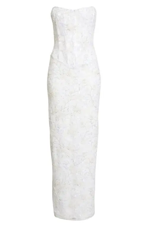 House Of Cb Anisa Beaded Sleeveless Gown - White