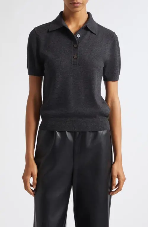 TOCCIN Rue Wool Short Sleeve Polo - Shadow