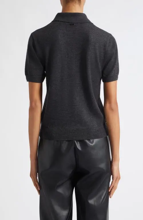 TOCCIN Rue Wool Short Sleeve Polo - Shadow
