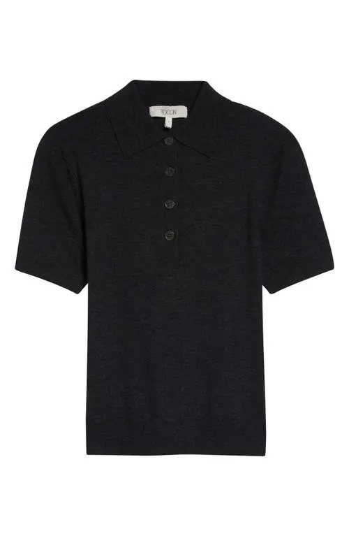 TOCCIN Rue Wool Short Sleeve Polo - Shadow