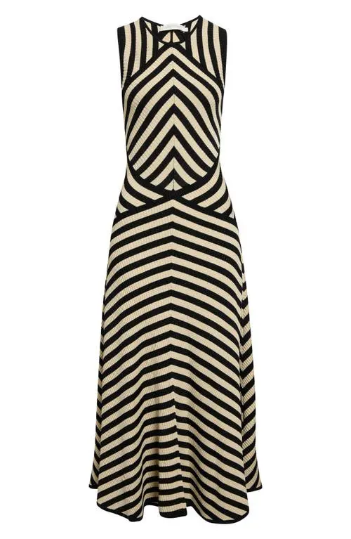 Zimmermann Valiant Deco Stripe Rib Sweater Dress - Black/cream