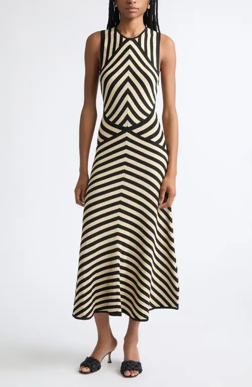 Zimmermann Valiant Deco Stripe Rib Sweater Dress - Black/cream