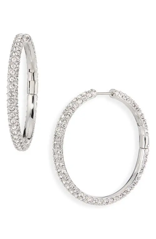 SWAROVSKI Dextera Pavé Crystal Hoop Earrings - White/rhodium