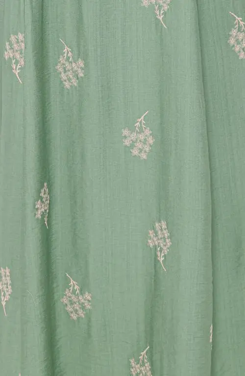 PETAL & PUP Oregon Embroidered Square Neck Maxi Dress - Green
